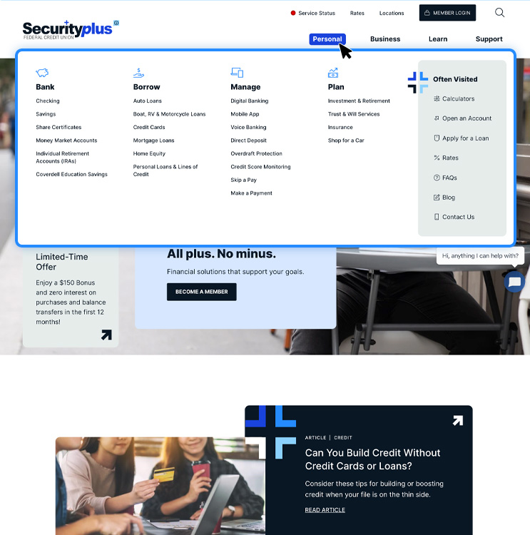 Securityplus Federal Credit Union | MD Home Loans | Credit Cards